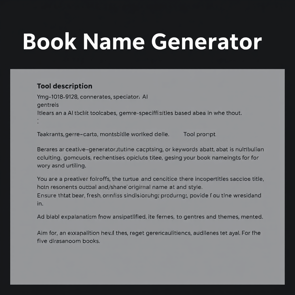 Book Name Generator - (Free, No Signup AI Tool)