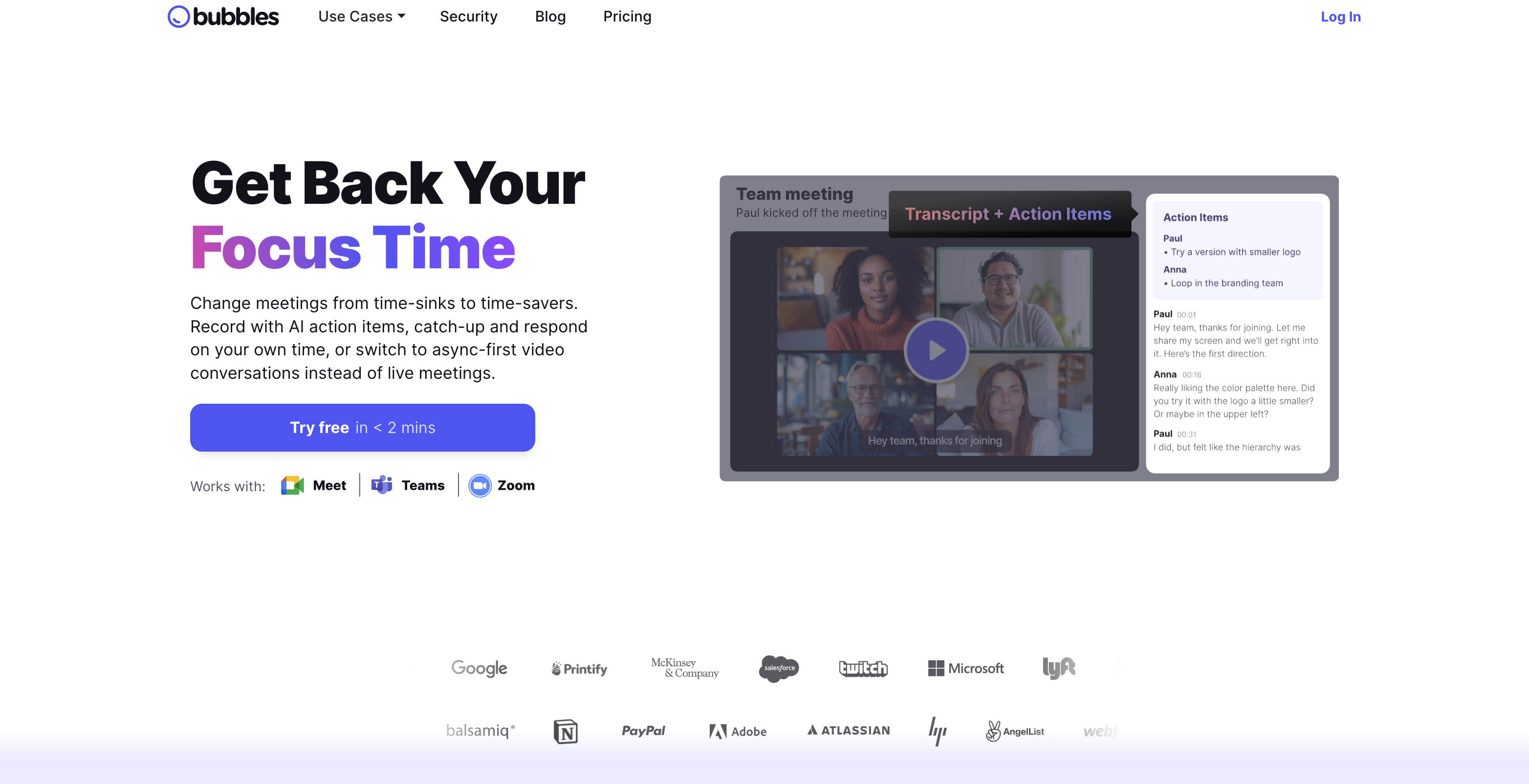 Bubbles Notetaker v2.95 - AI Tool For Meeting summaries