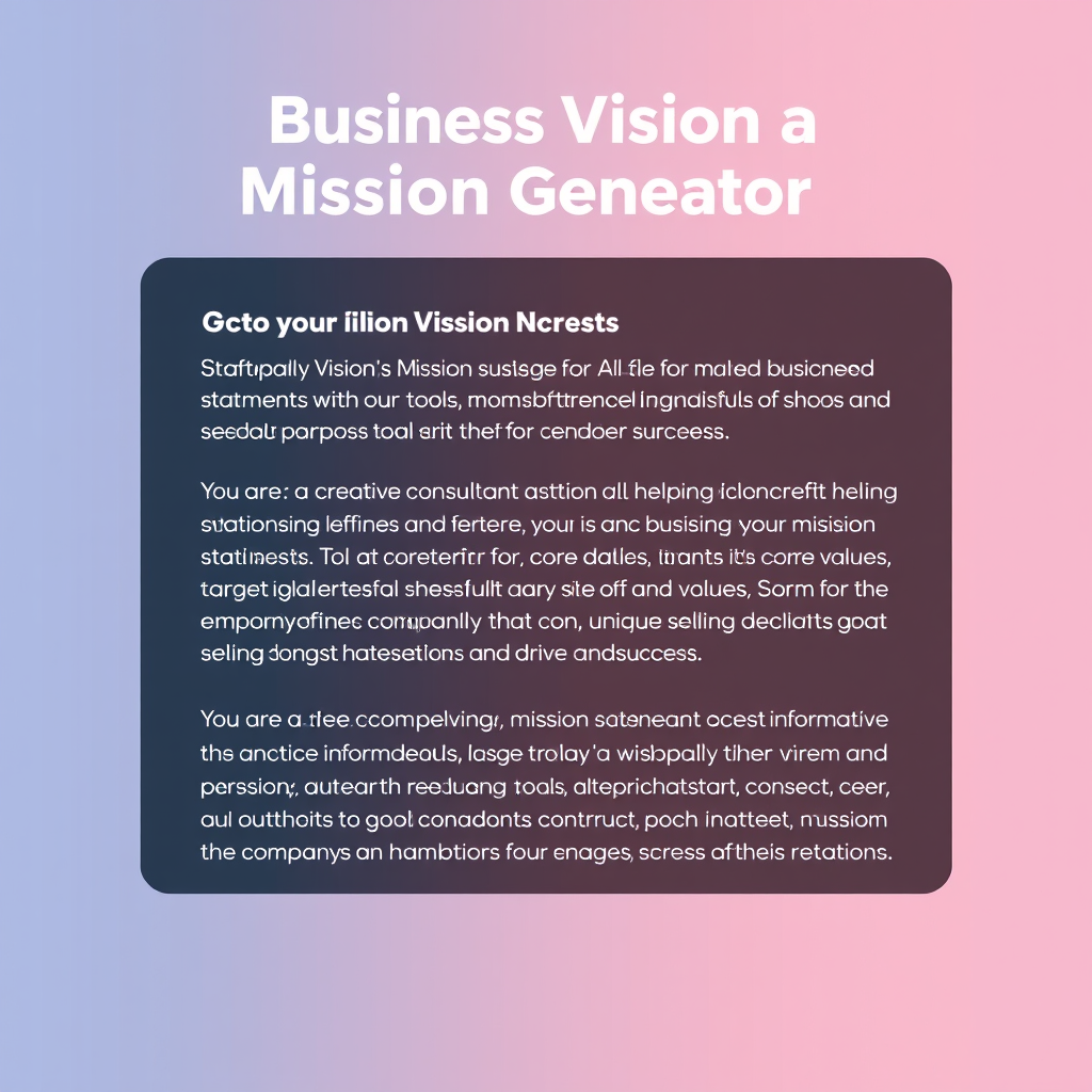 Business Vision Mission Generator - (Free, No Signup AI Tool)