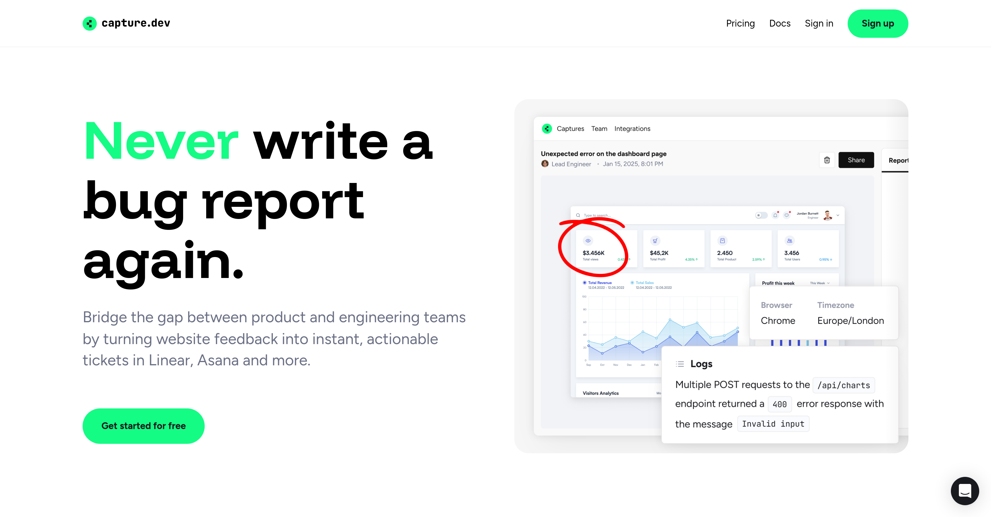 Capture.dev - Bug reports - TAAFT
