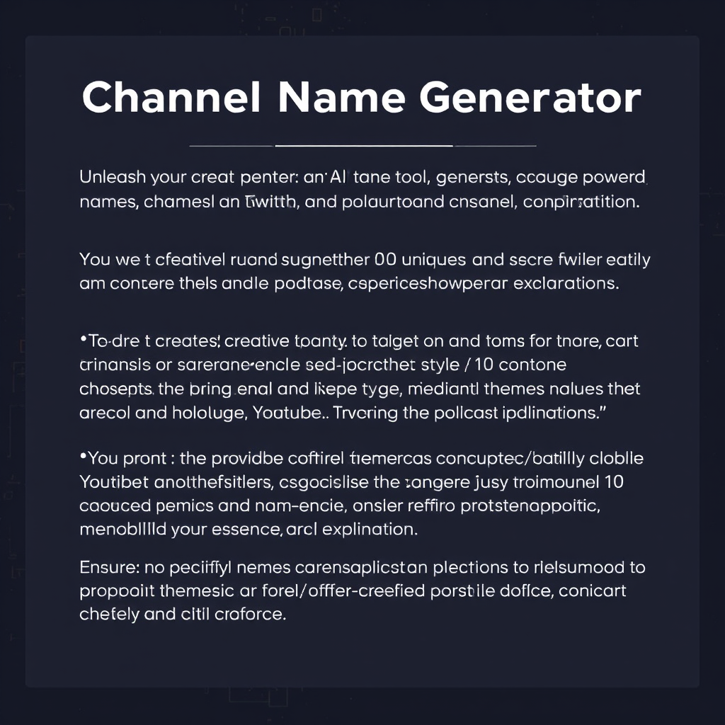 Channel Name Generator - (Free, No Signup AI Tool)