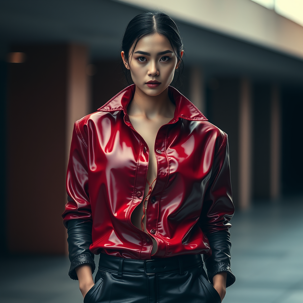 Cinematic Red & Black Fashion Editorial Portrait - (Free, No Signup AI ...