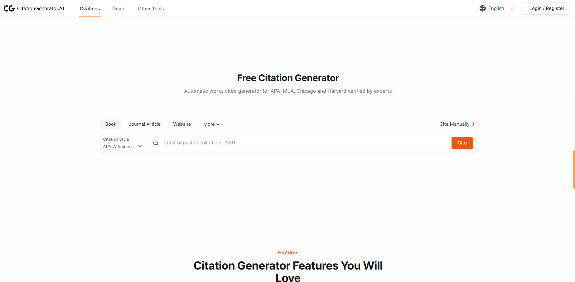 CitationGeneratorAI - Citation generation - TAAFT