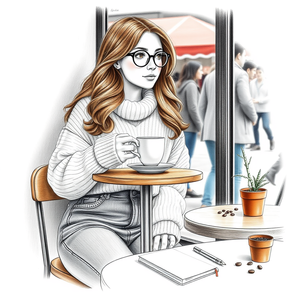 Cozy Pencil Drawing of Café Scene - (Free, No Signup AI Tool)