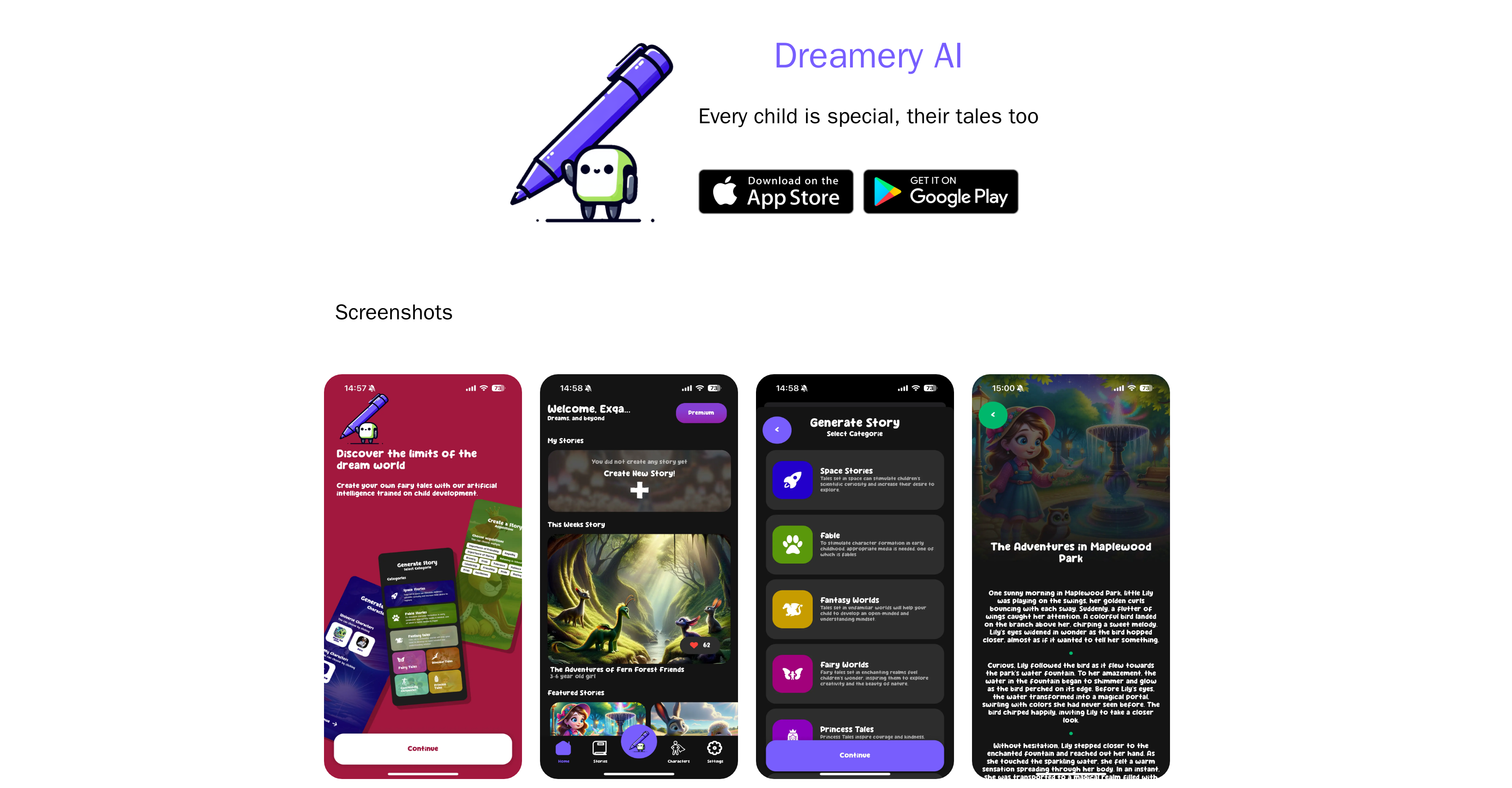 Dreamery AI - AI Tool For Children's stories
