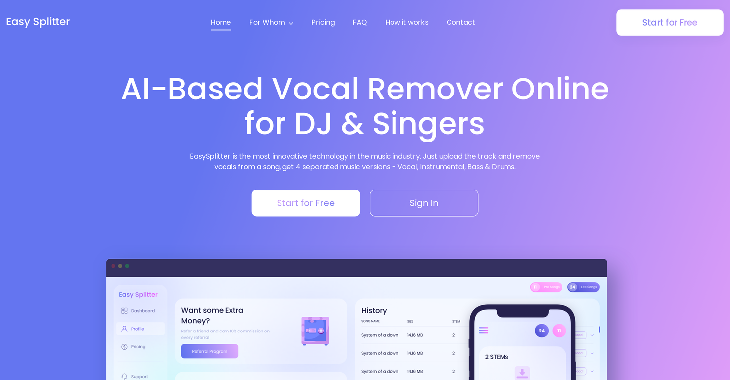 EasySplitter And 6 Other AI Alternatives For Vocal removal