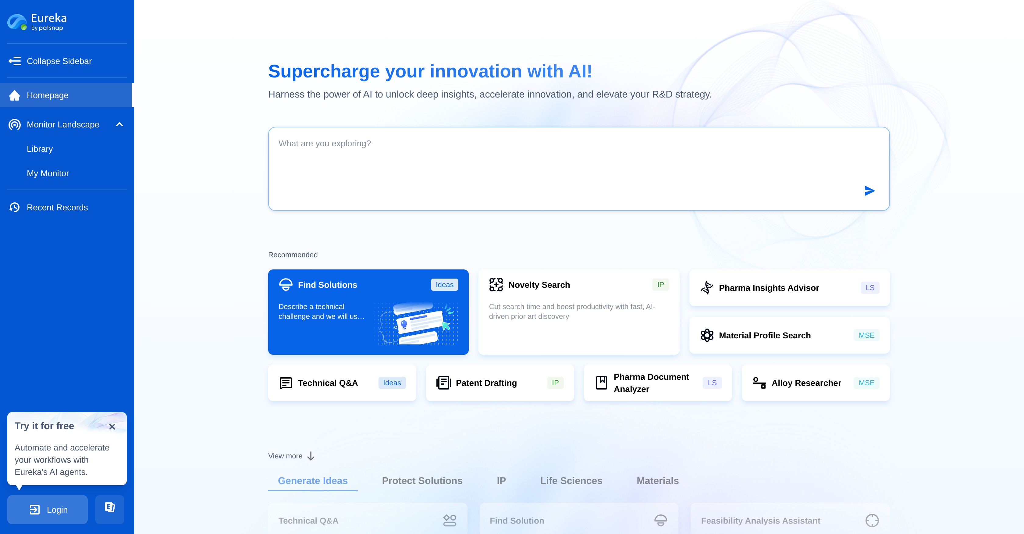 Patsnap Eureka - AI Tool For Agents