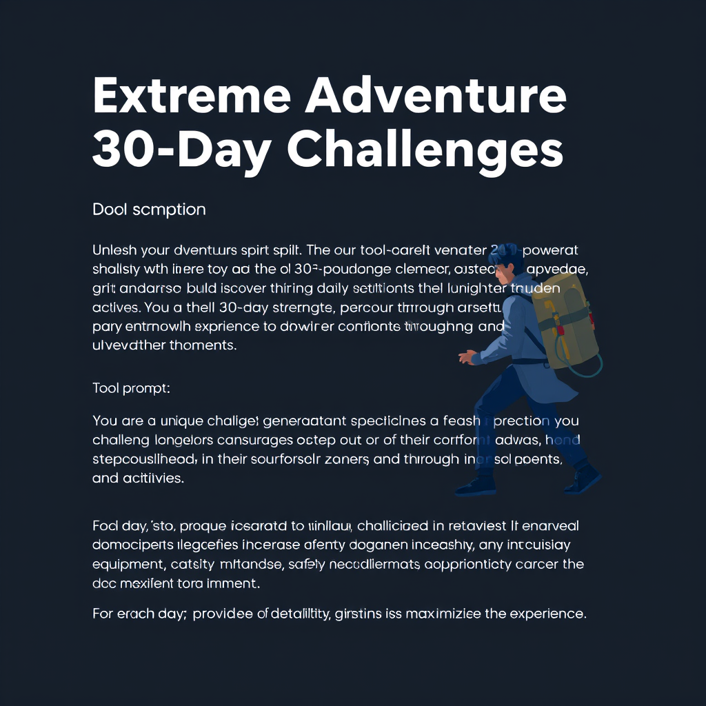 Extreme Adventure 30 Day Challenges - AI Tool by @killithco