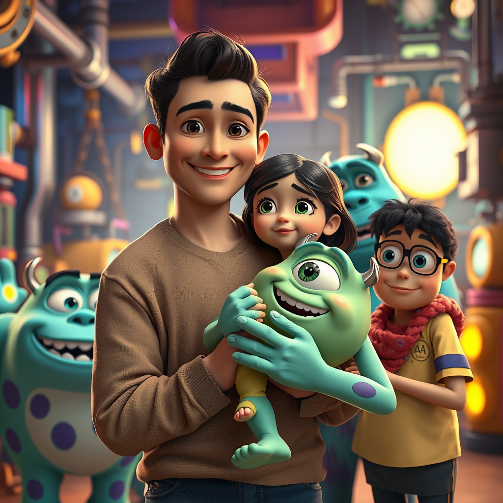 Family Moment Inside Monsters Inc. - (Free, No Signup AI Tool)