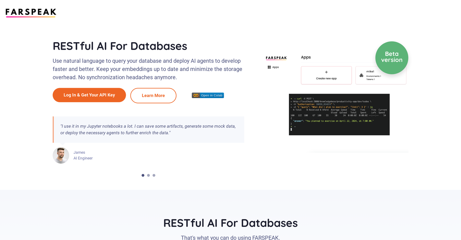 Farspeak - AI Tool For Database Q&A Farspeak - AI Tool For Database Q&A