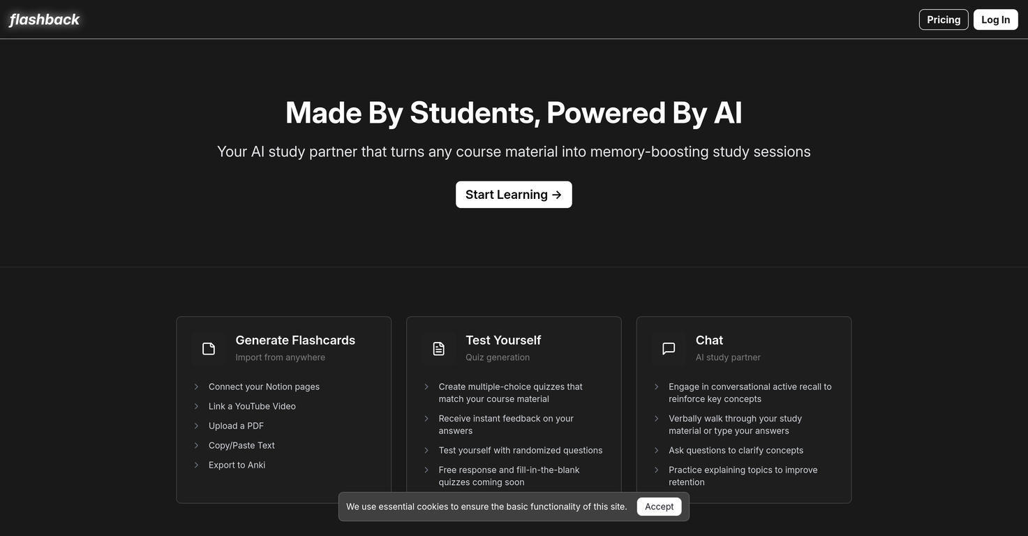 Flashback - AI Tool For Study assistance Flashback - AI Tool For Study assistance