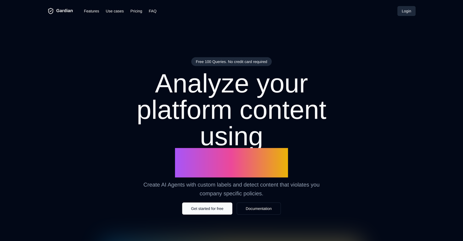 Gardian AI - AI Tool For Content moderation Gardian AI - AI Tool For Content moderation