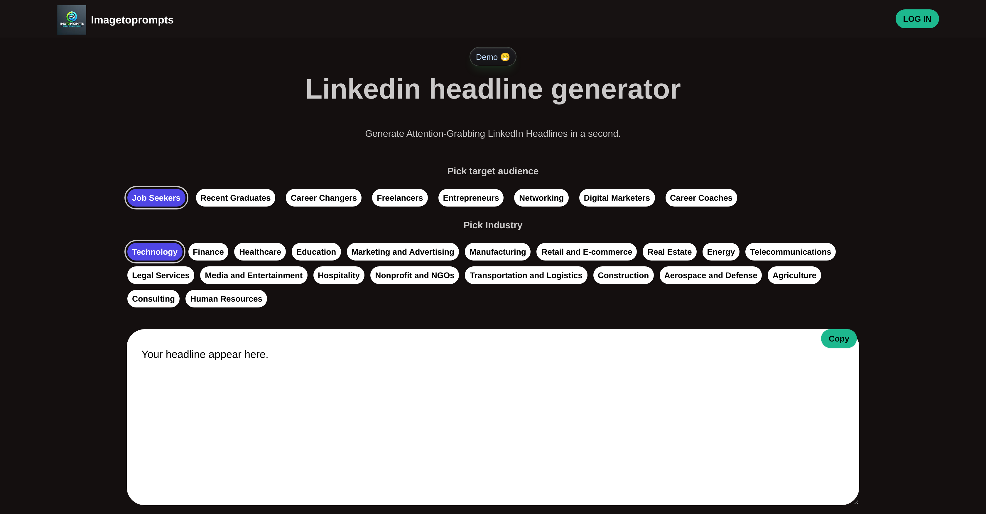 Imagetoprompts LinkedIn Headline Generator - AI Tool For Linkedin headlines