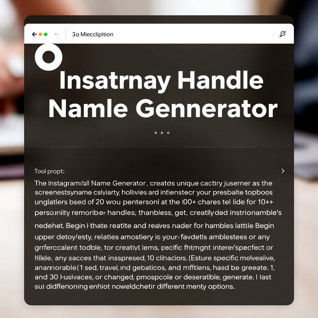 Instagram Handle Name Generator - (Free, No Signup AI Tool)