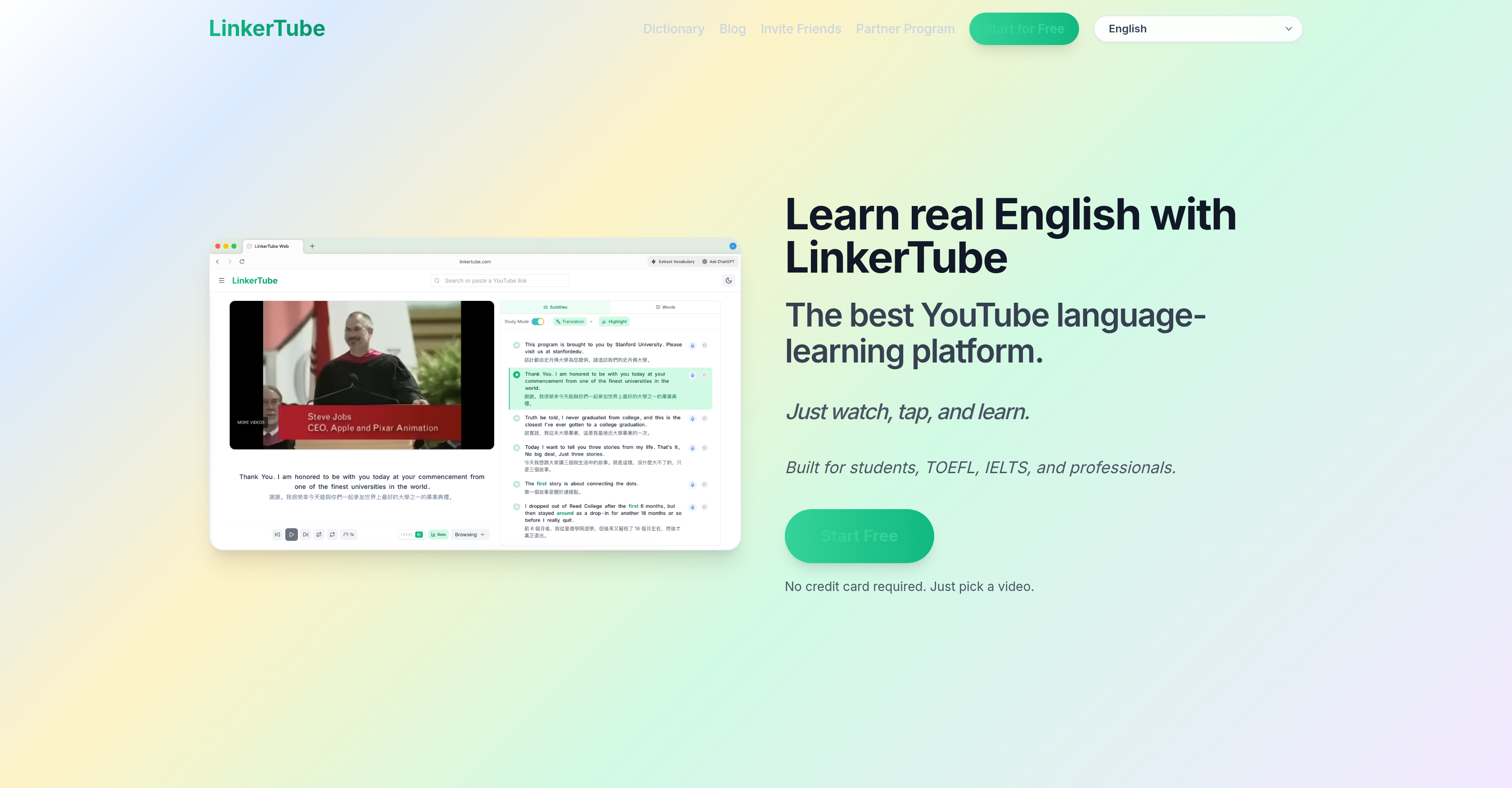 LinkerTube - AI Tool For English lessons