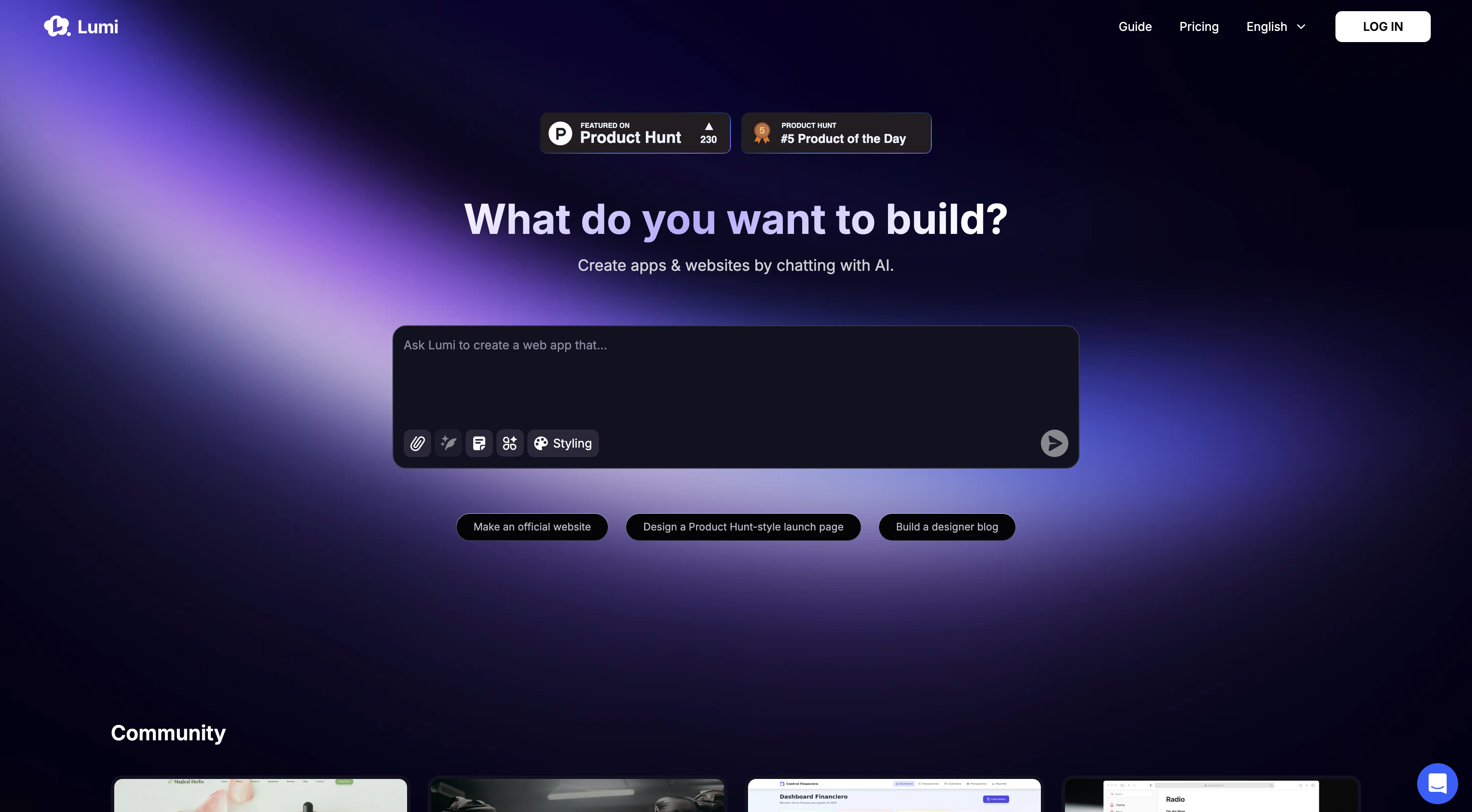 Lumi.new - AI Tool For Websites