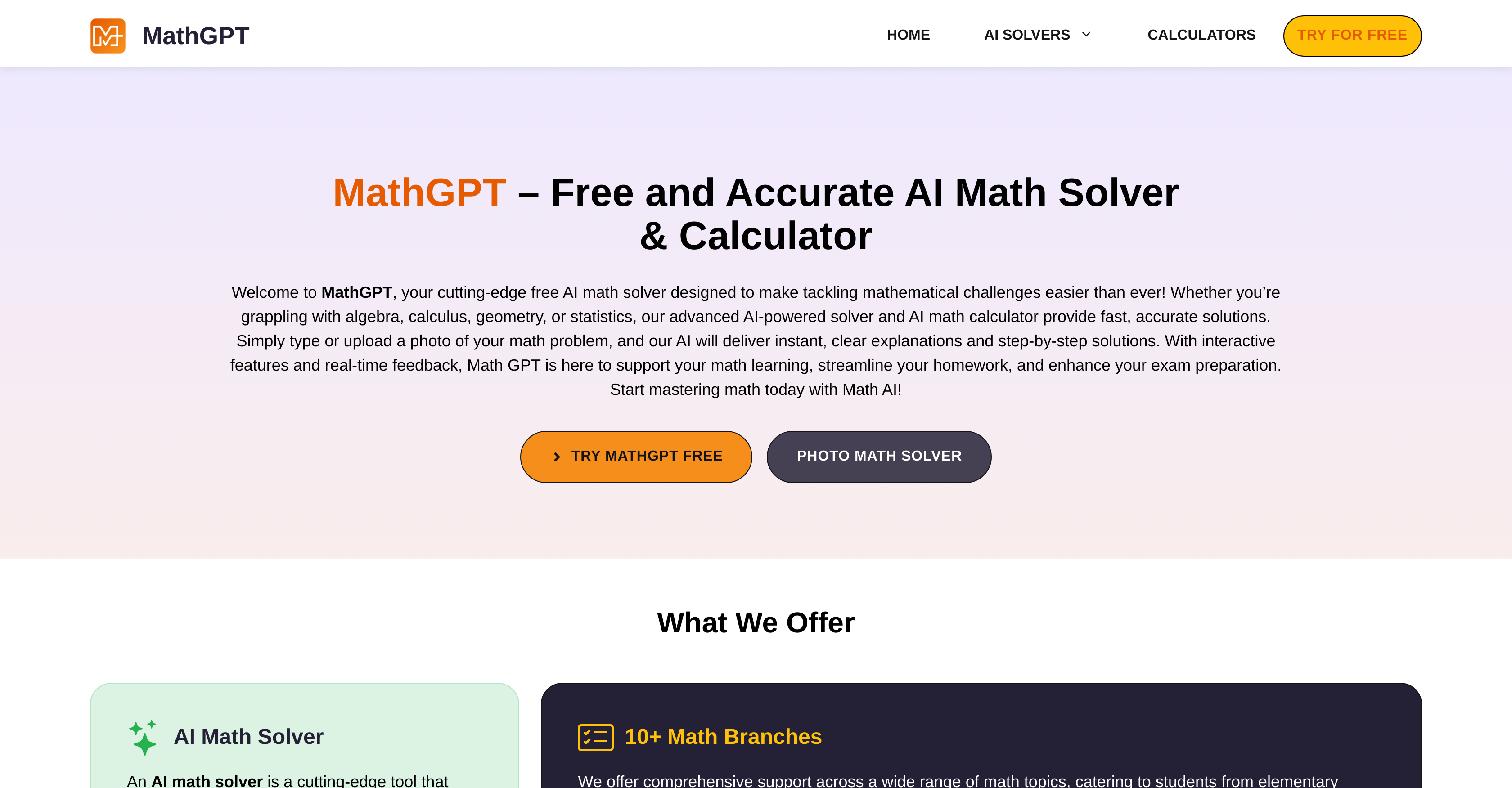 MathGPT.info - AI Tool For Math problem solving