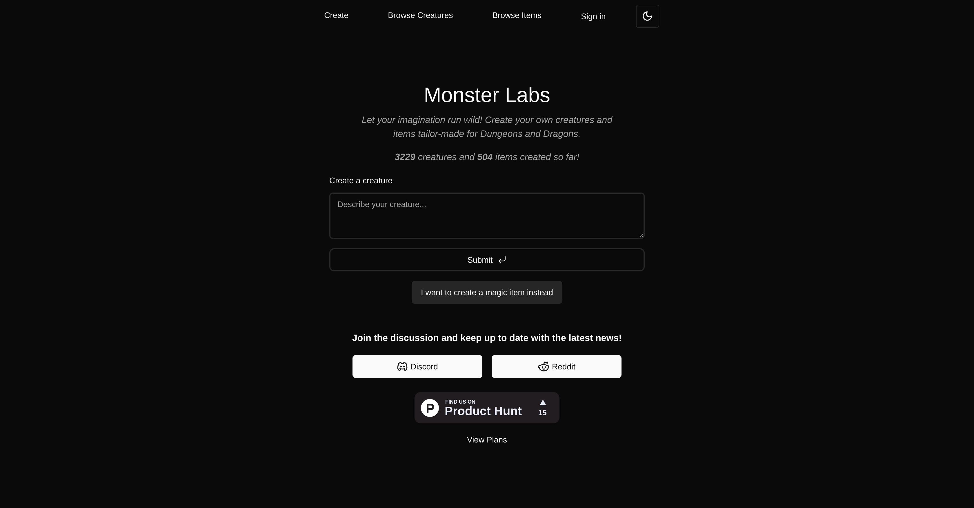Monster Labs - AI Tool For D&D characters