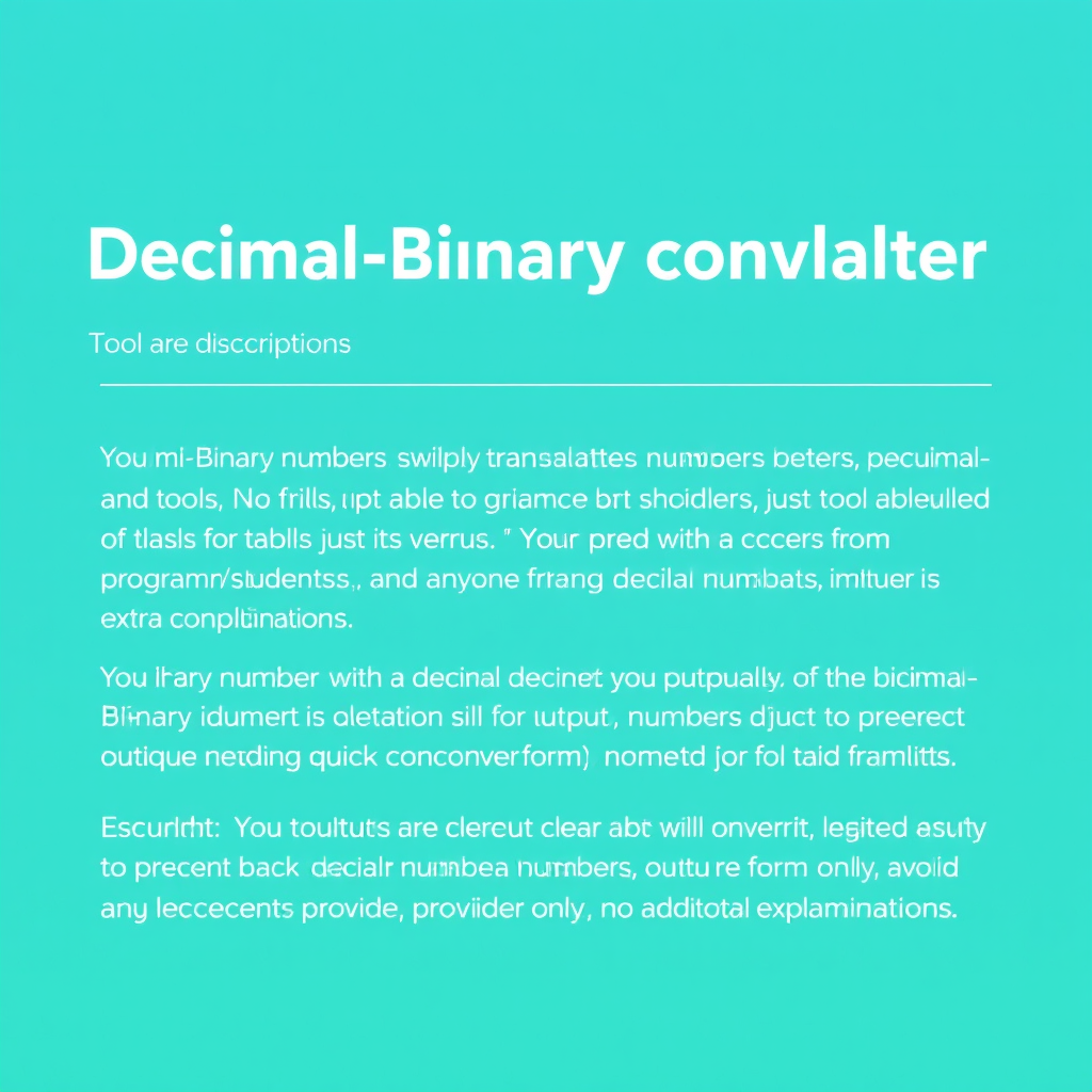 Decimal-Binary converter - (Free, No Signup AI Tool)