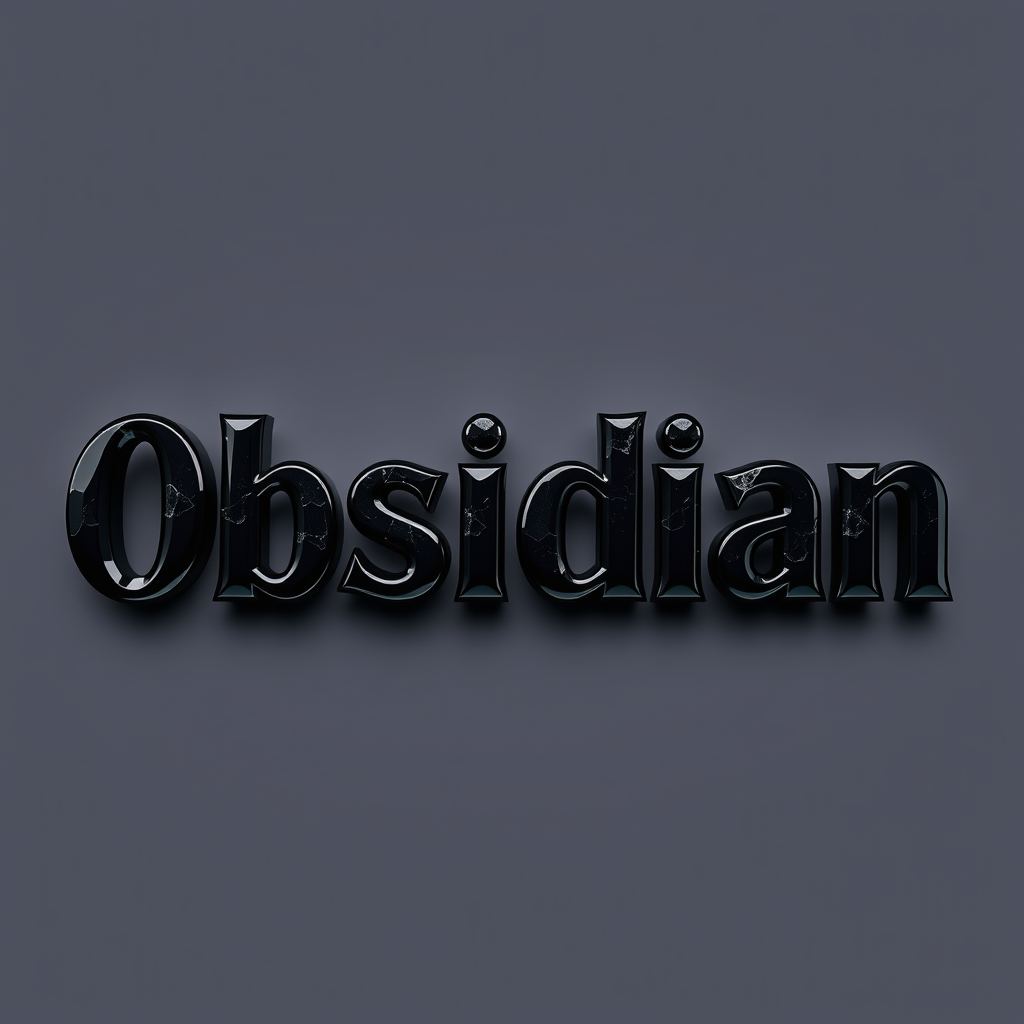 Obsidian Edge Text Tool – Dark, glossy letters with razor-sharp black ...