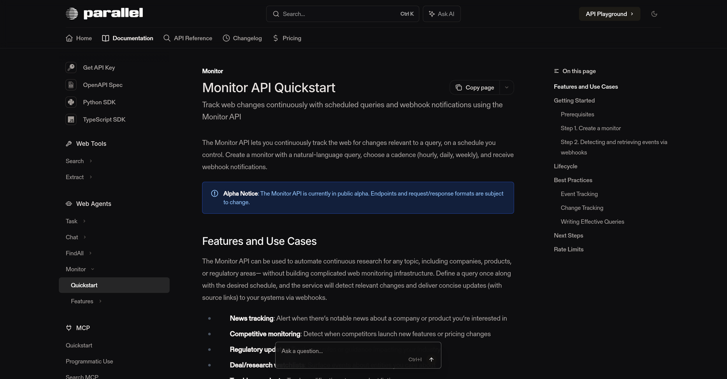 Parallel Monitor API - AI Tool For Website monitoring