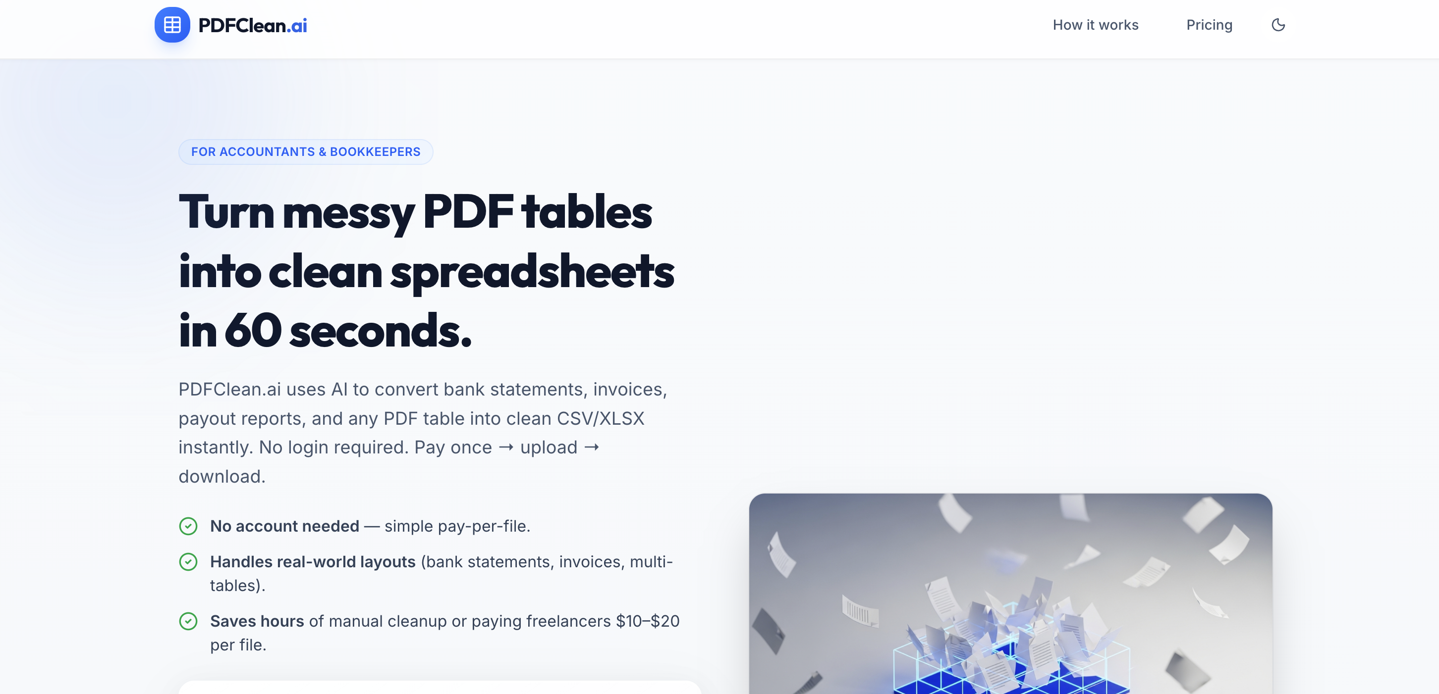 PDFClean.ai - PDF to Spreadsheets - TAAFT