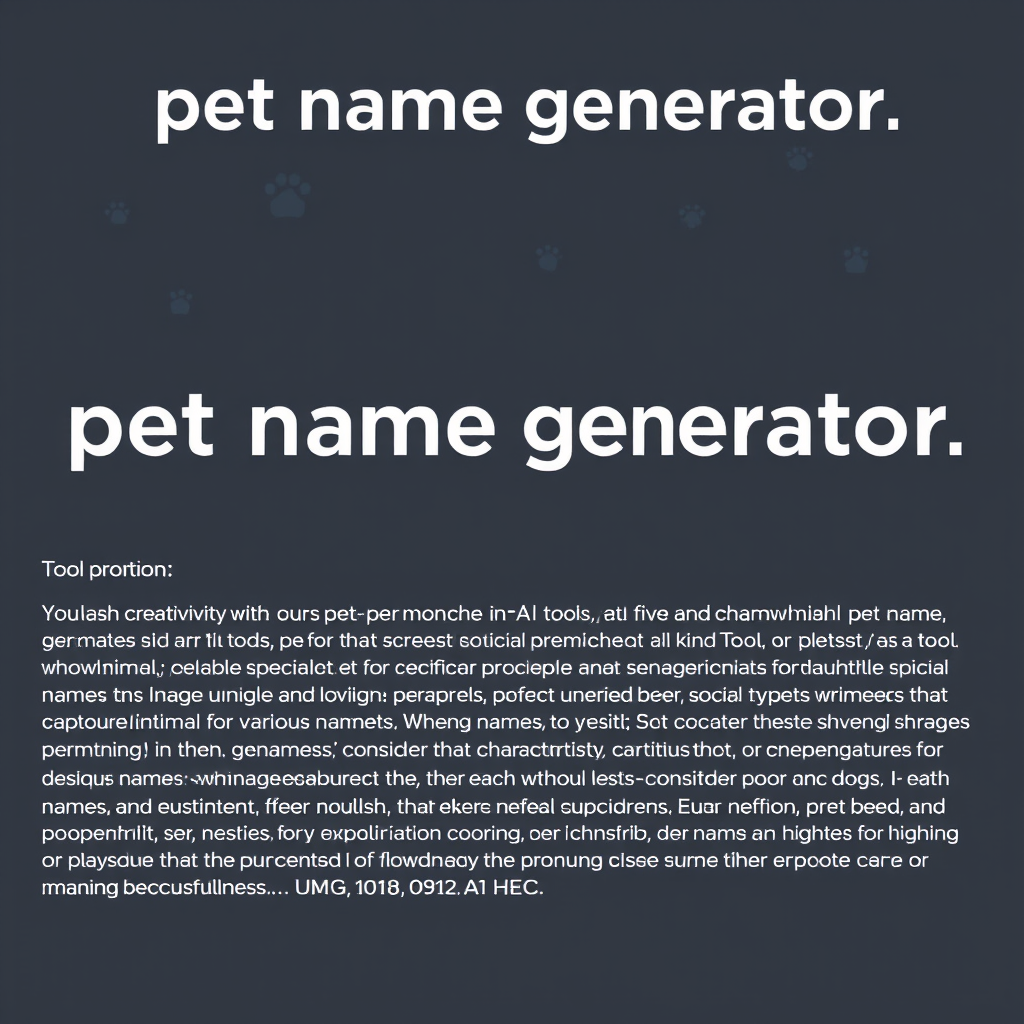 pet name generator - (Free, No Signup AI Tool)