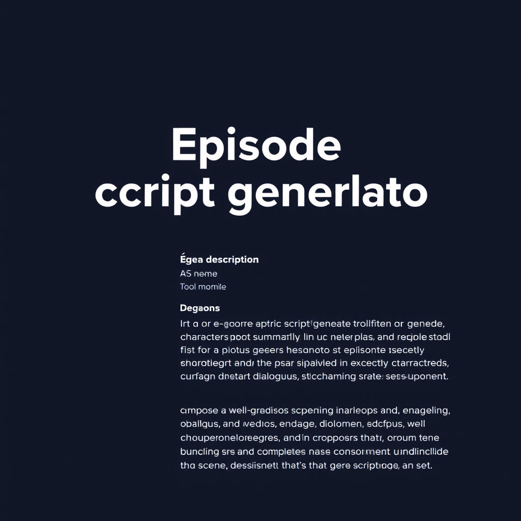 Épisode script generator - (Free, No Signup AI Tool)
