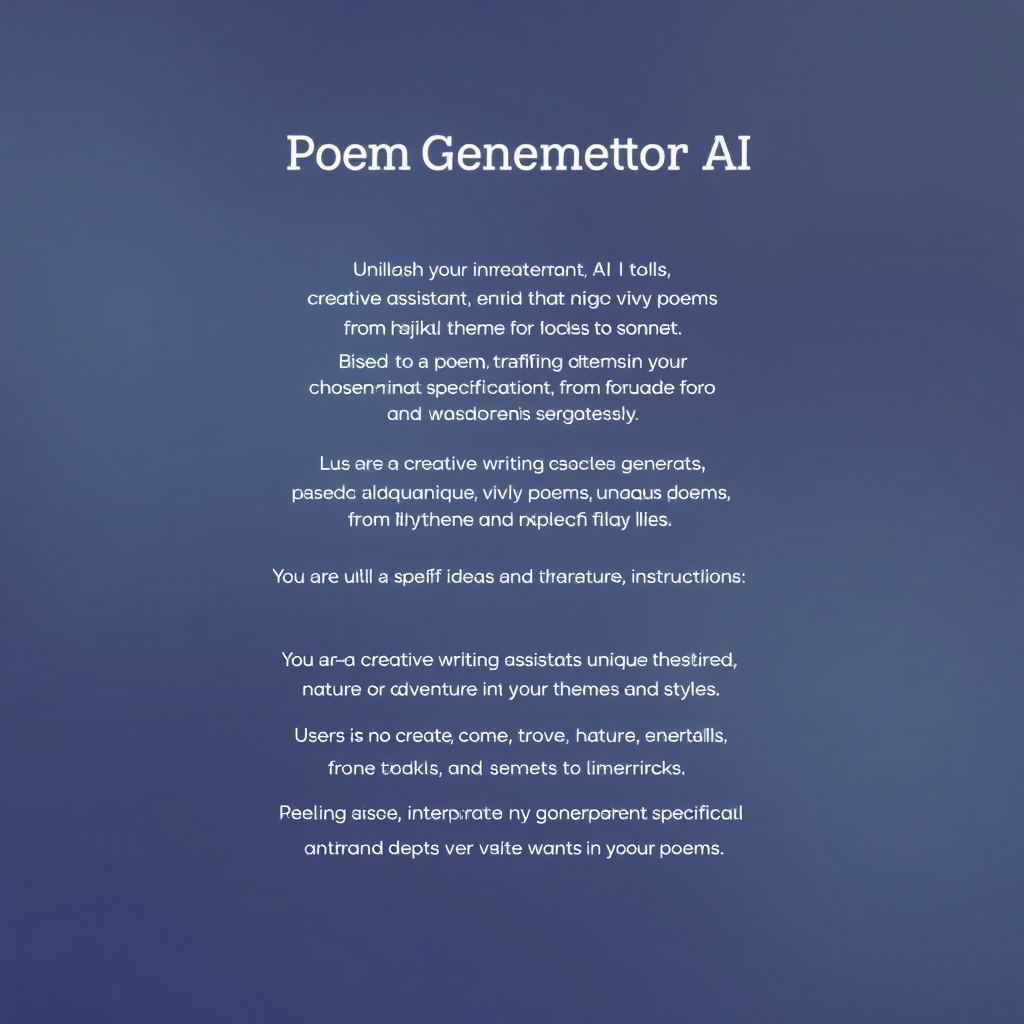 Poem Generator Ai - (Free, No Signup AI Tool)