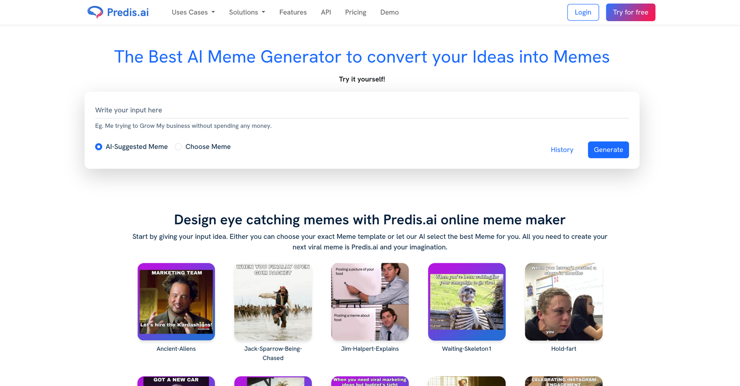 Predis.ai Meme Generator - AI Tool For Memes