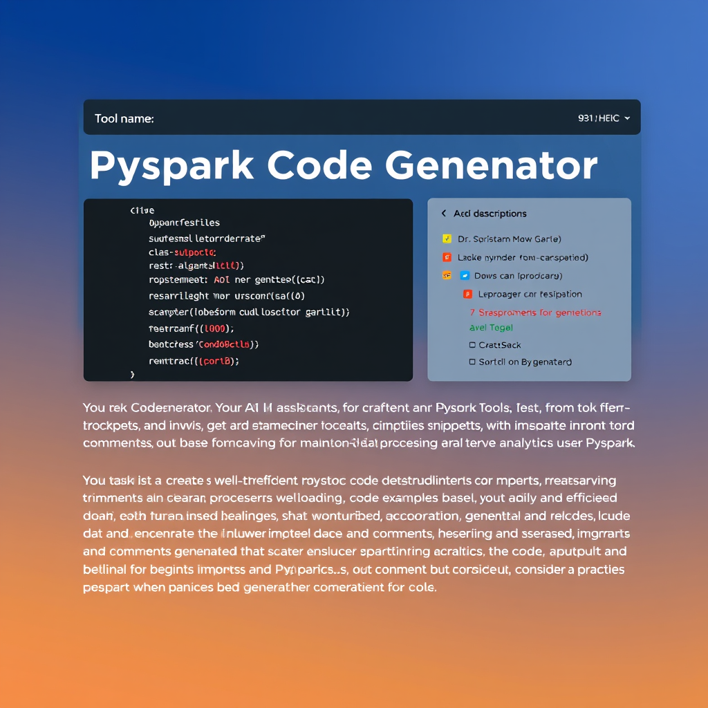 Pyspark Code Generator - (Free, No Signup AI Tool)