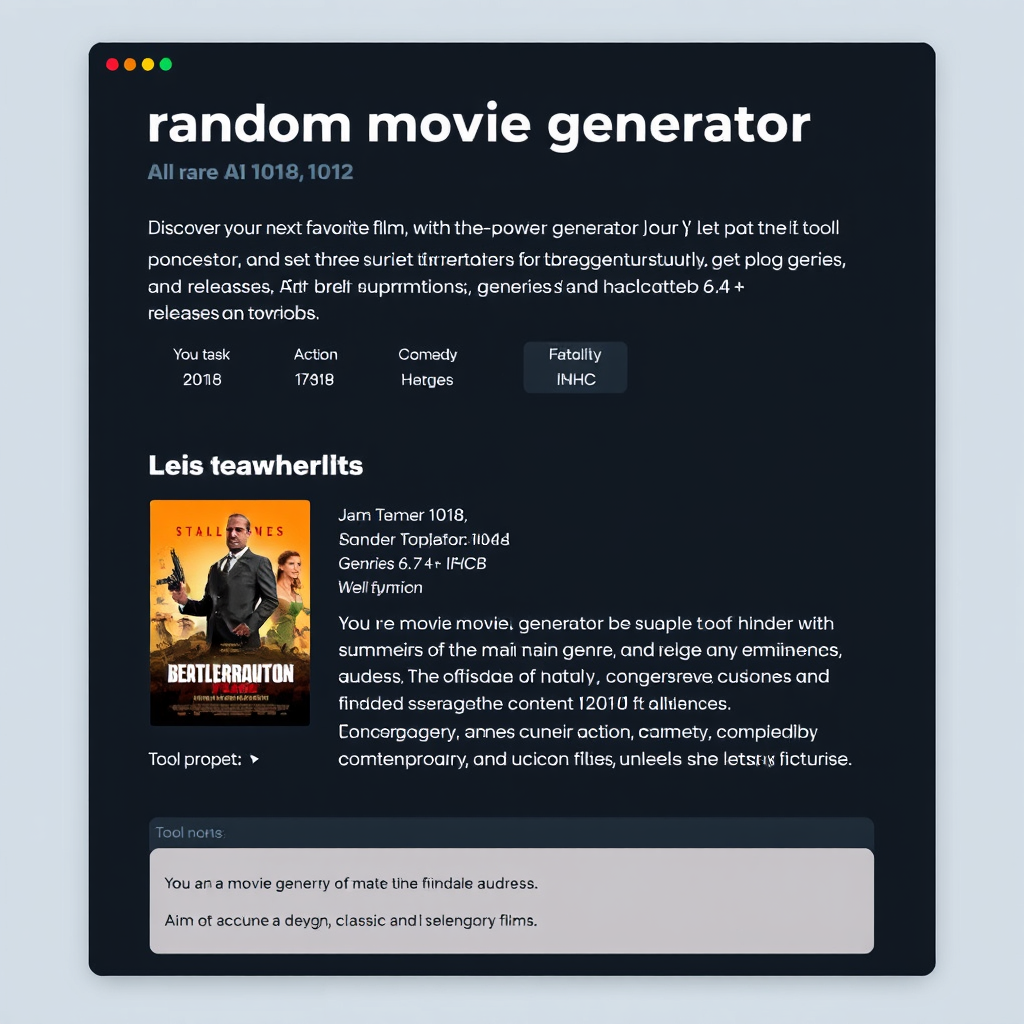 random movie generator - Free AI Tool | TAAFT
