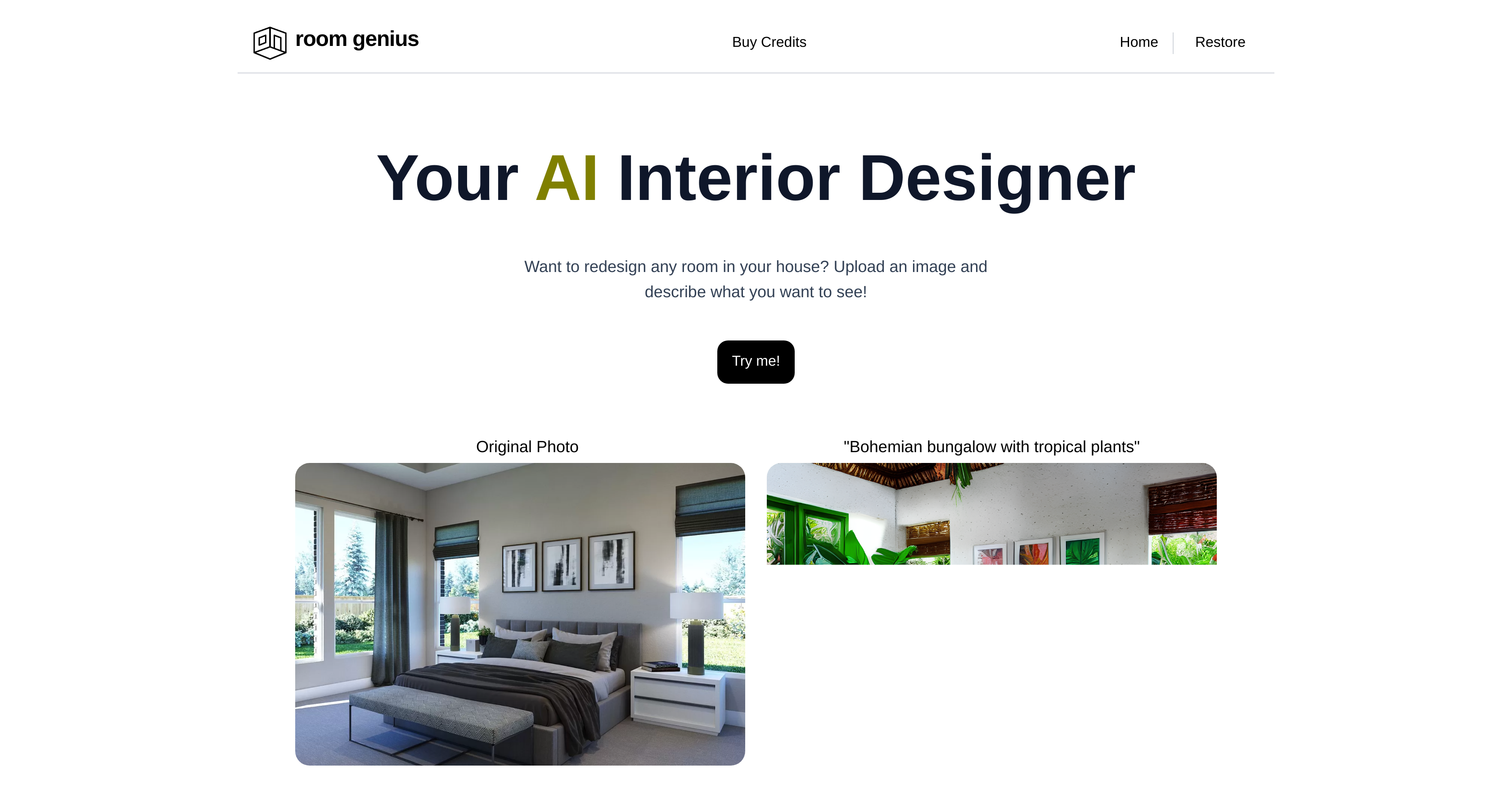 Room Genius - AI Tool For Interior design