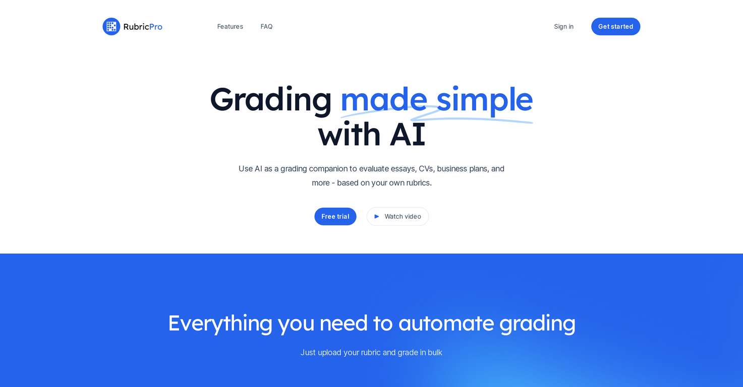 RubricPro - Document grading - TAAFT