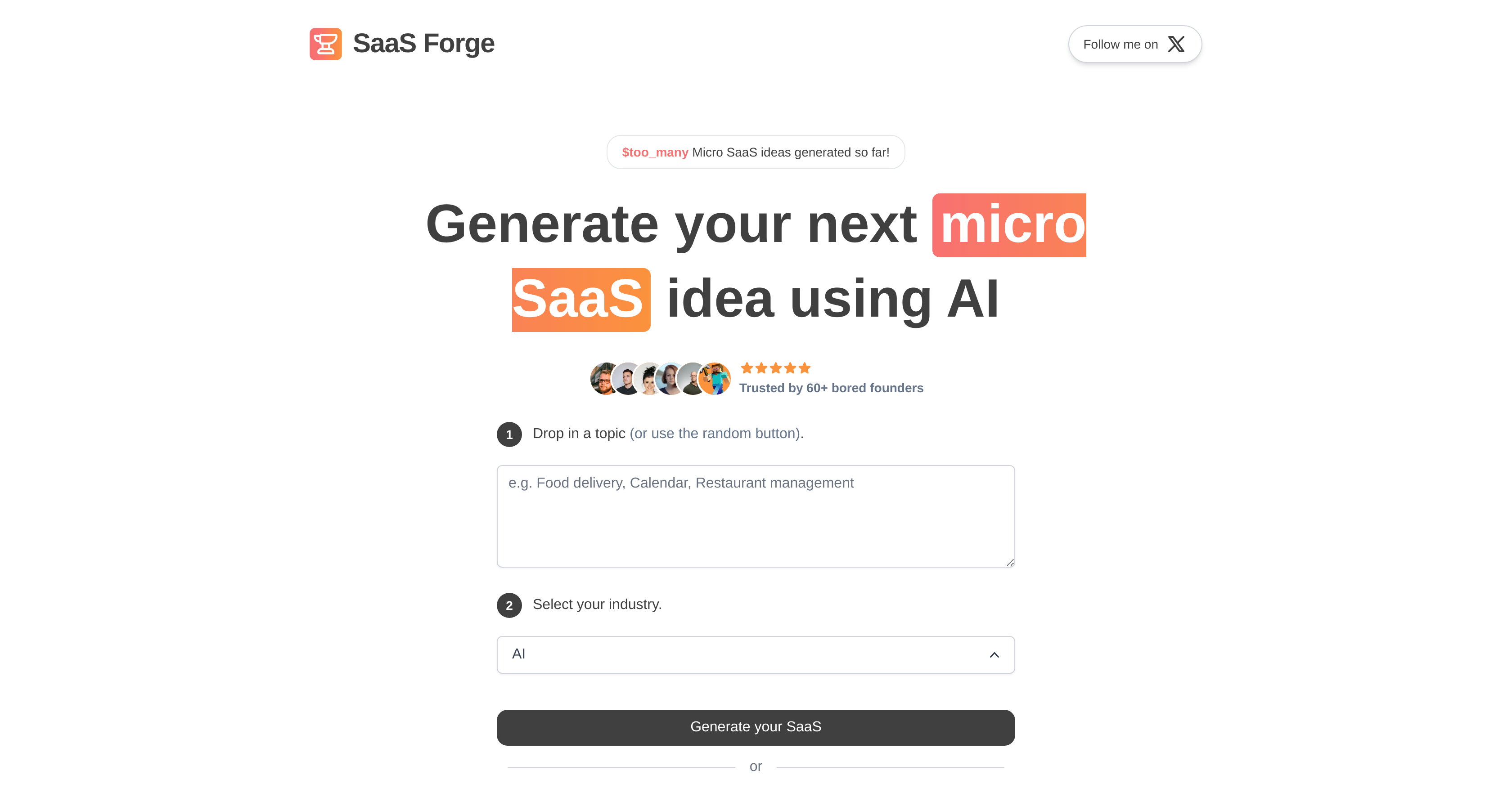 SaaS Forge - AI Tool For Saas idea generation SaaS Forge - AI Tool For Saas idea generation