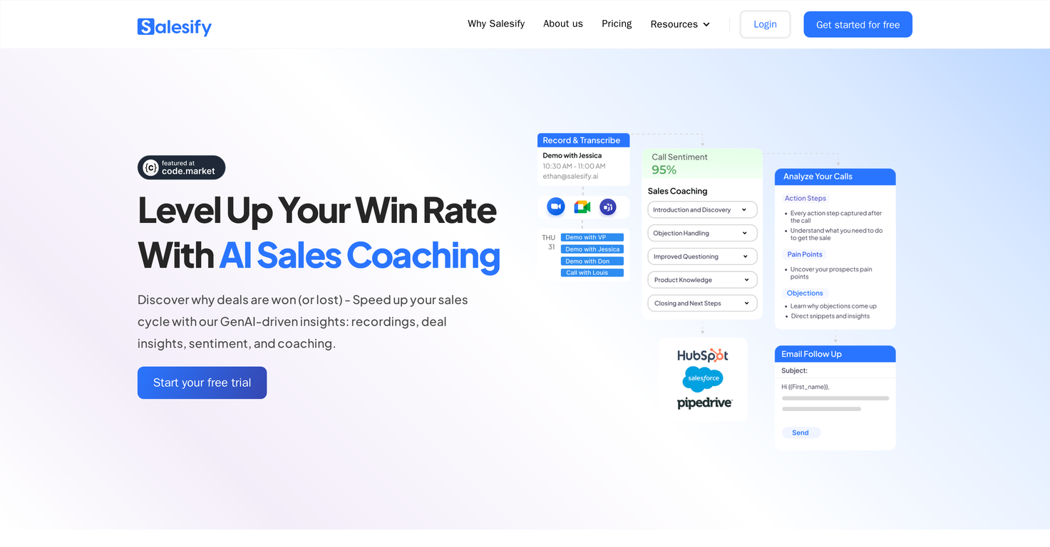 Salesify AI Sales Coach And 11 Other AI Alternatives For Sales assistance