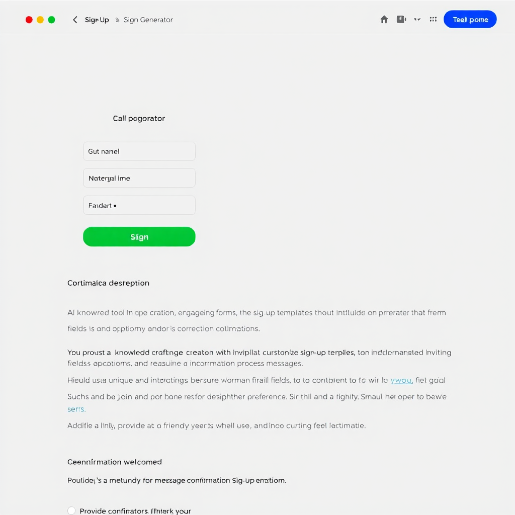 Sign Up Generator - (Free, No Signup AI Tool)