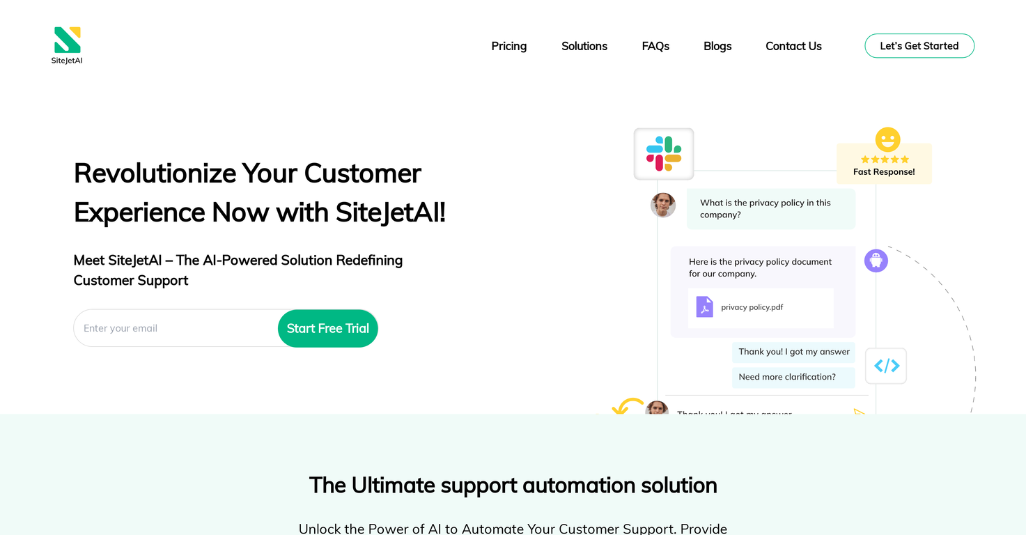 SiteJetAI - AI Tool For Customer support