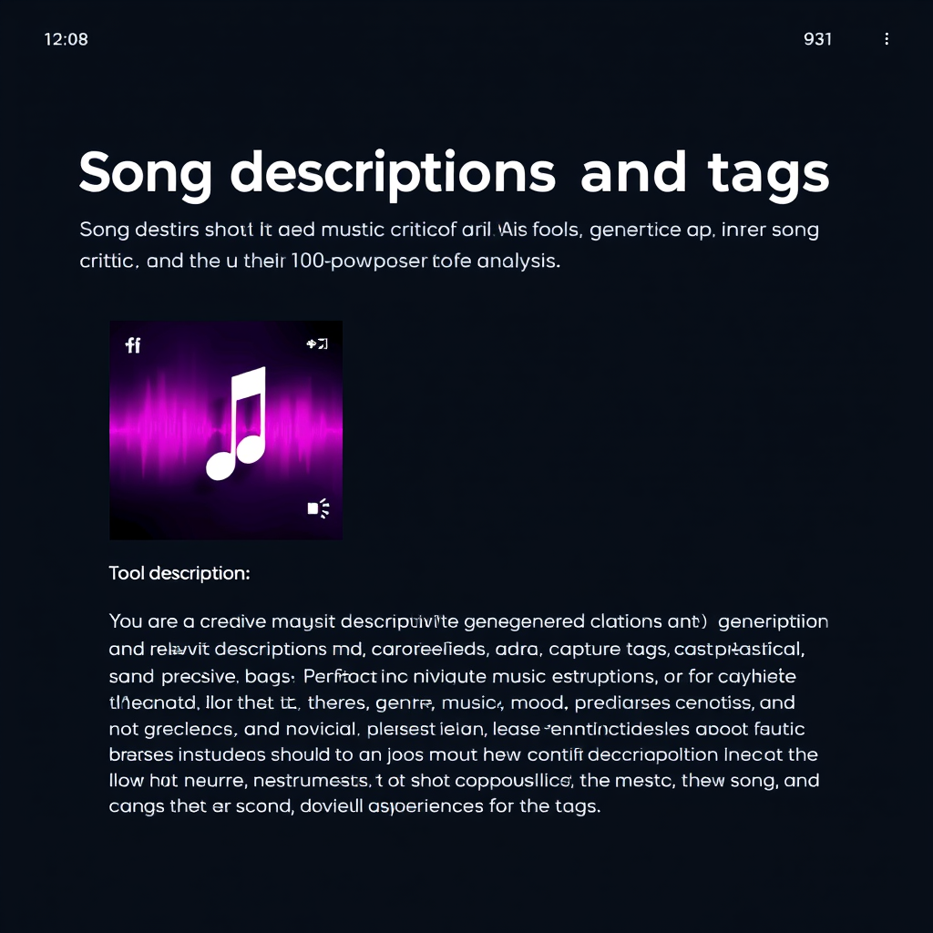 Song descriptions and tags Generator - (Free, No Signup AI Tool)