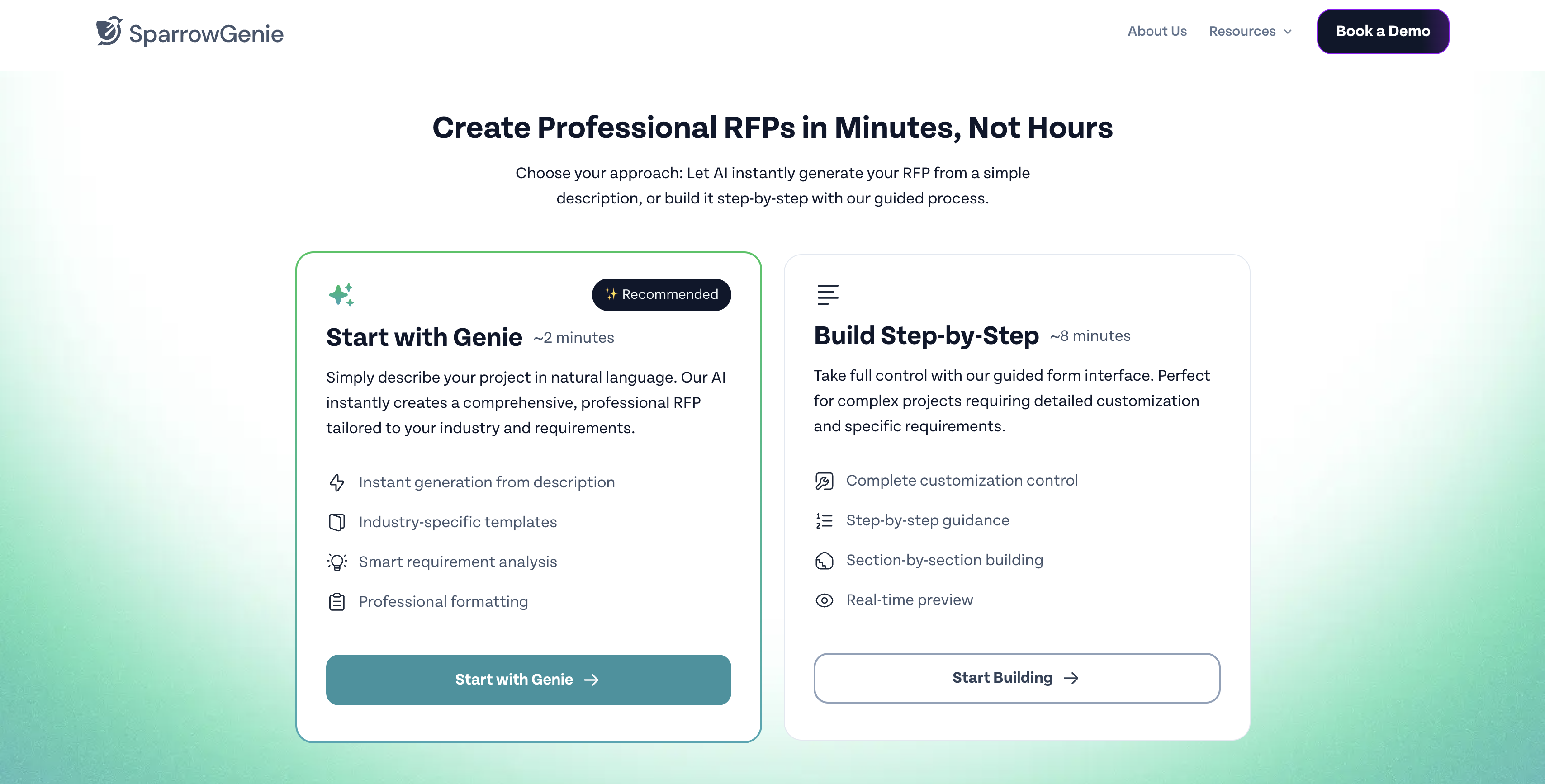 SparrowGenie | Free RFP Generator - AI Tool For RFPs