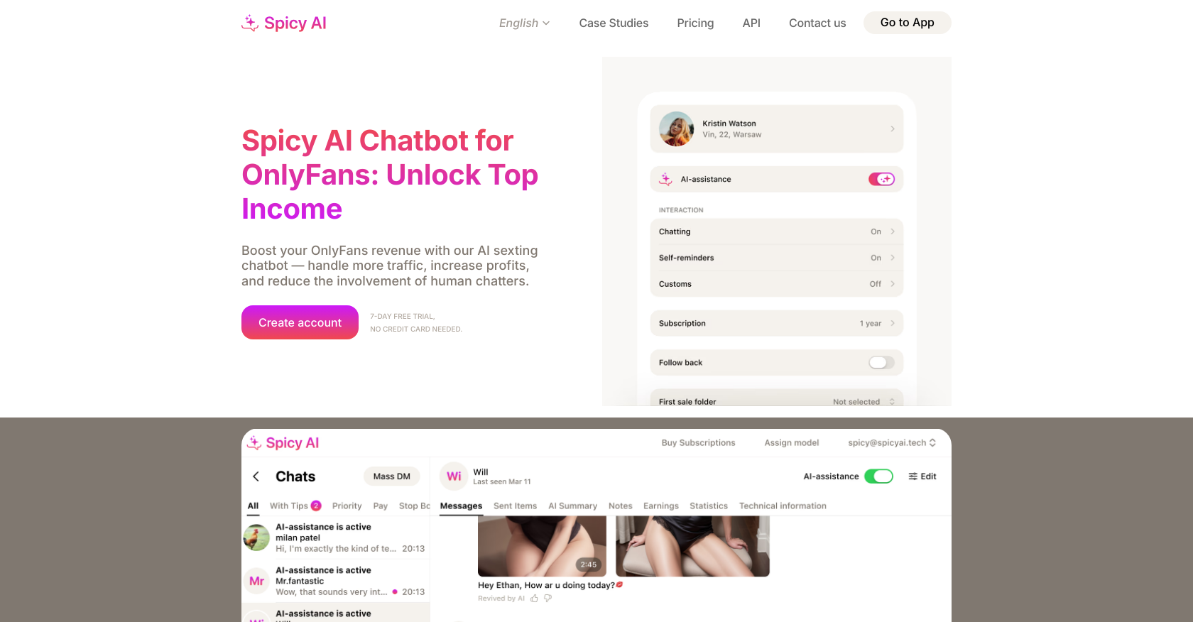 Spicy AI - AI Tool For Onlyfans messages