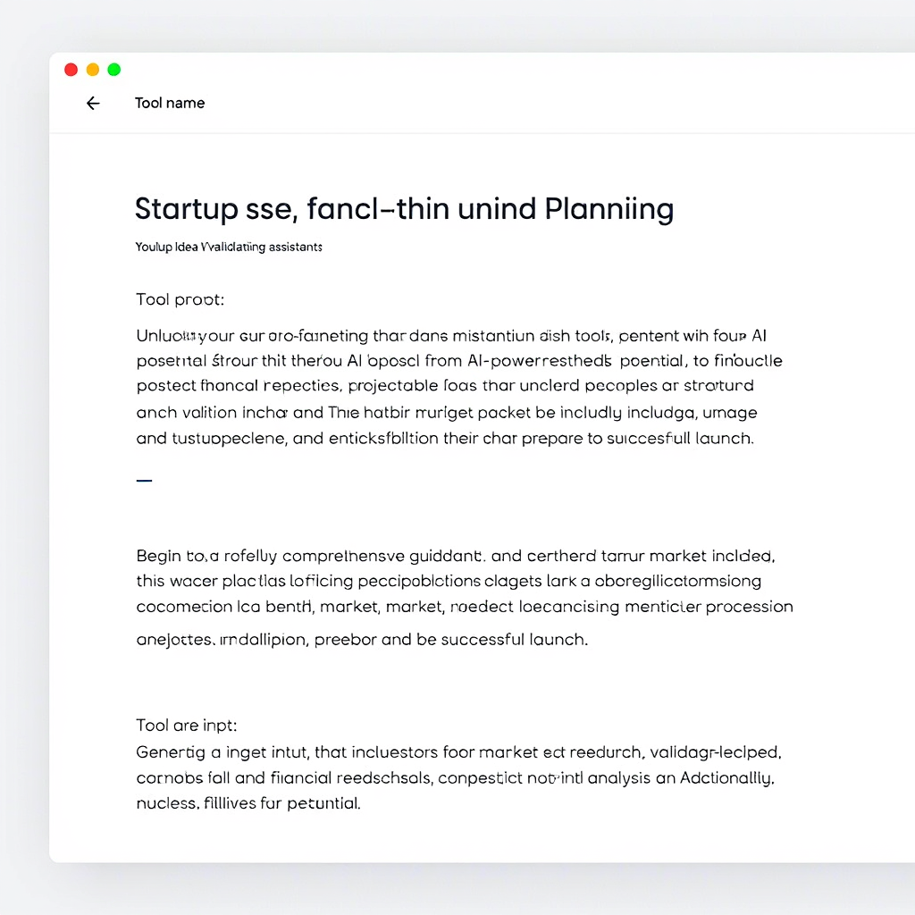 Startup Idea Validation and Planning - (Free, No Signup AI Tool)