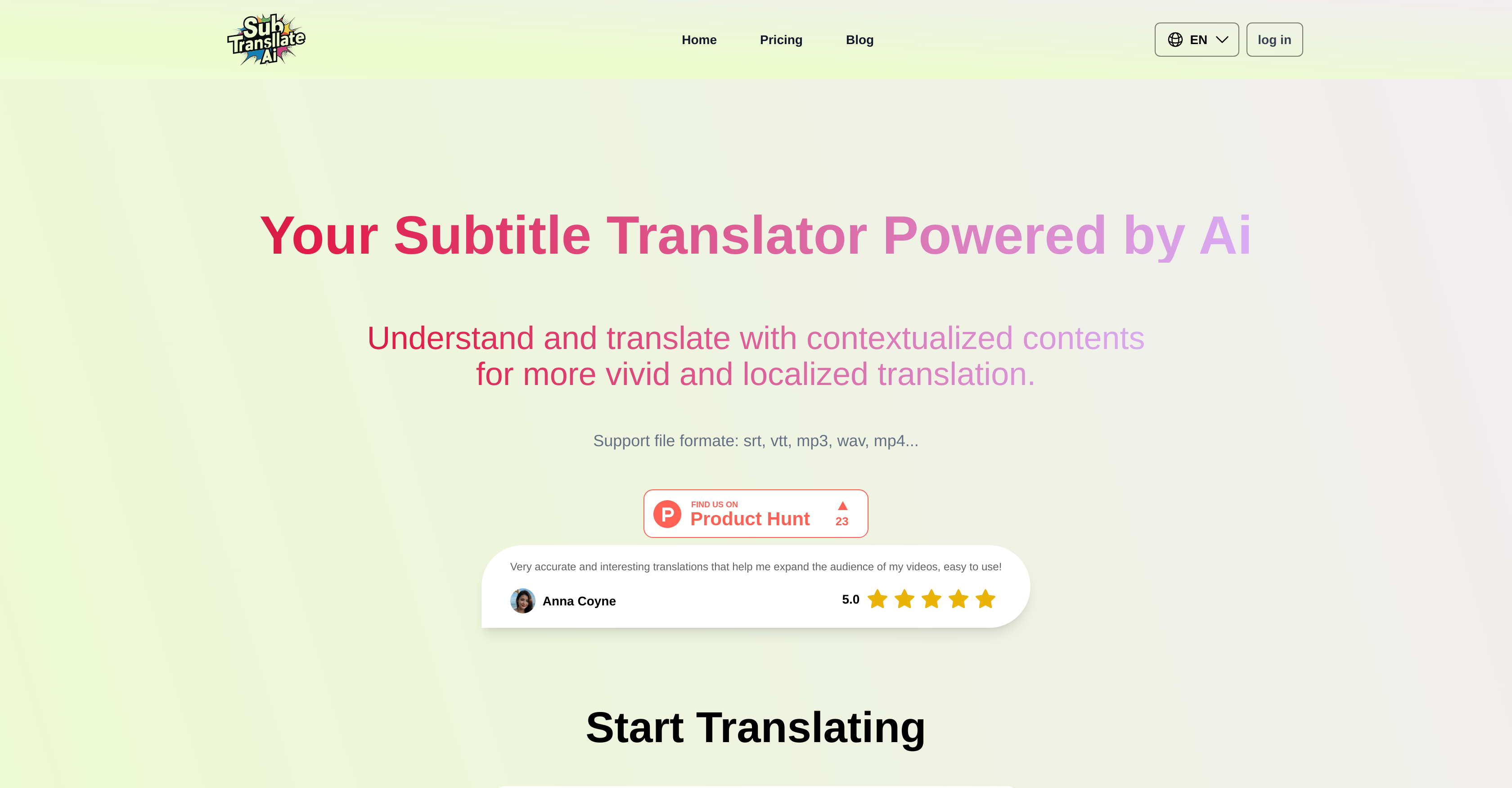 Sub Translate AI - Subtitle translation - TAAFT