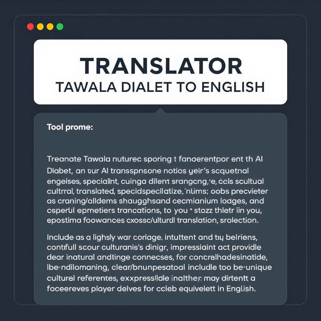 TRANSLATOR TAWALA DIALET TO ENGLISH - (Free, No Signup AI Tool)