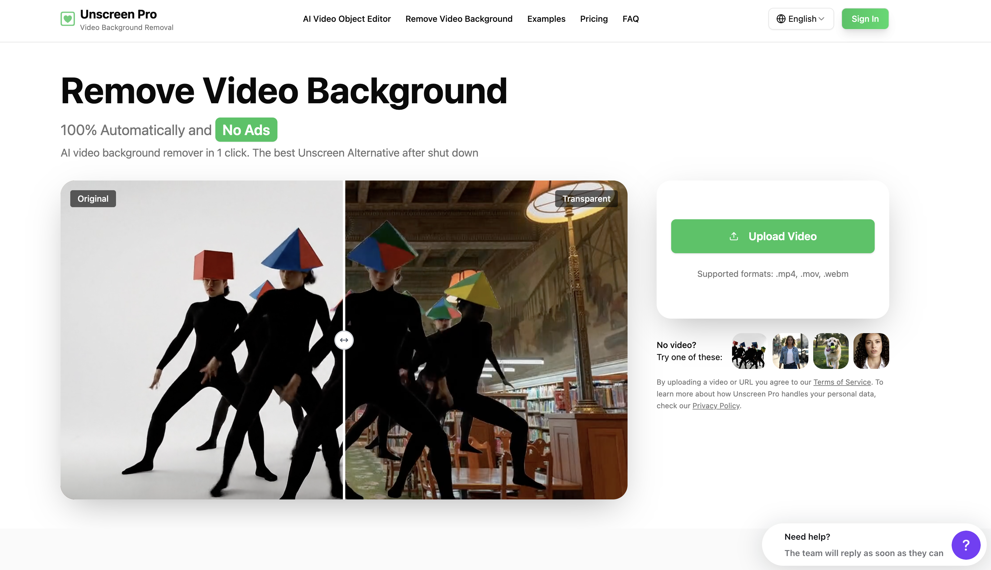 Unscreen Pro - AI Tool For Video background removal
