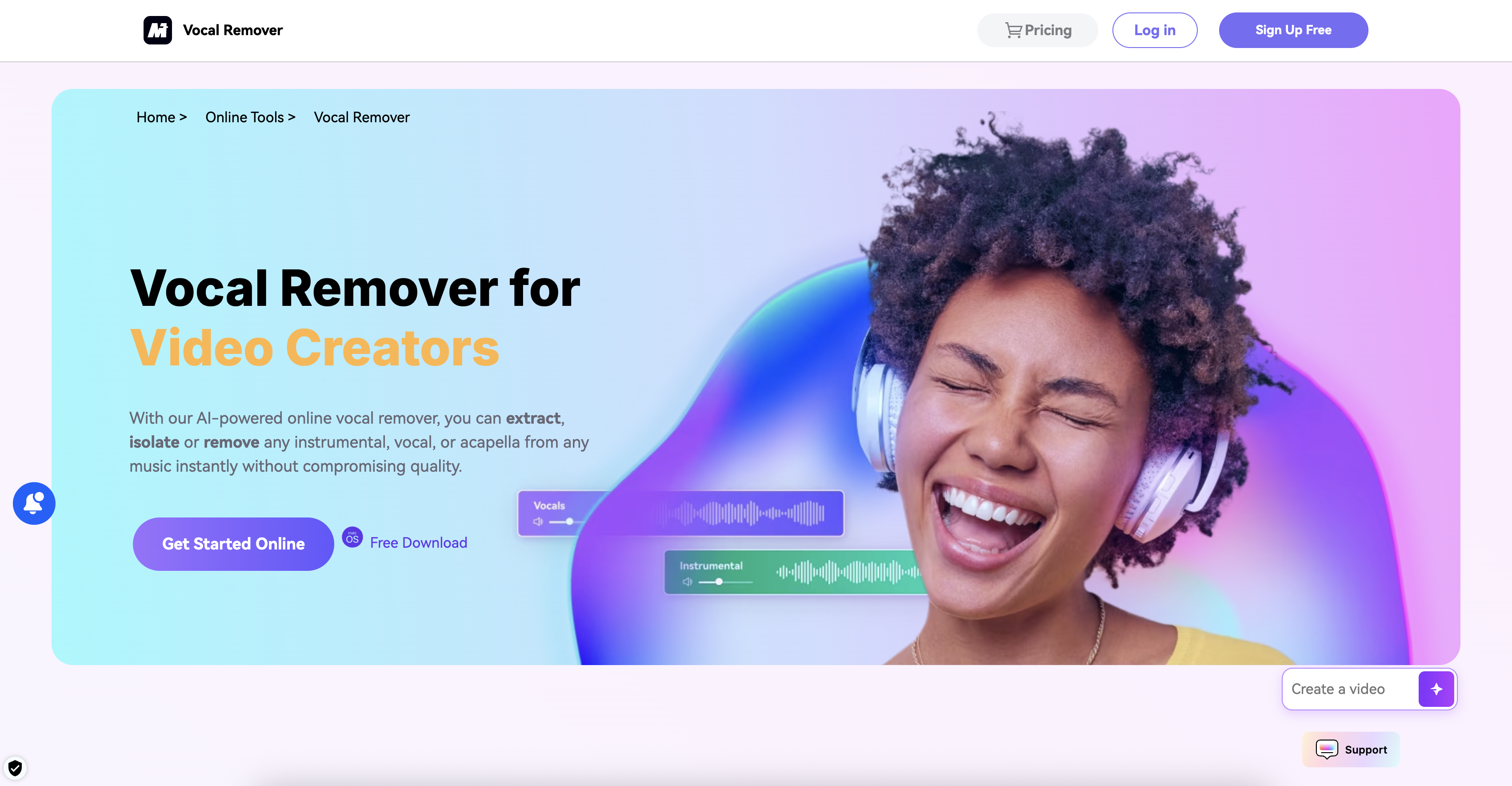 Vocal Remover by Media.io - AI Tool For Vocal removal