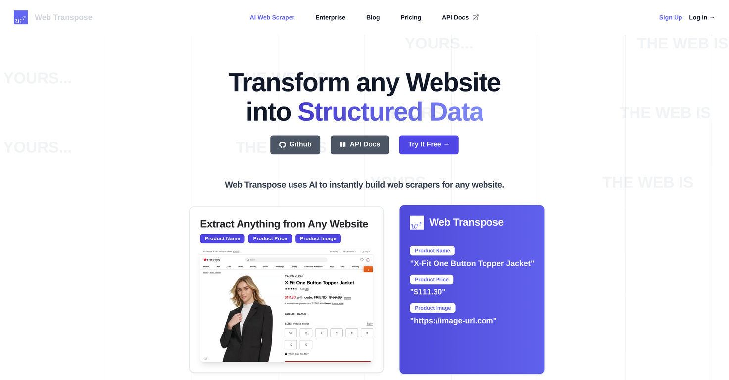 Web Transpose - AI Tool For Webscraping