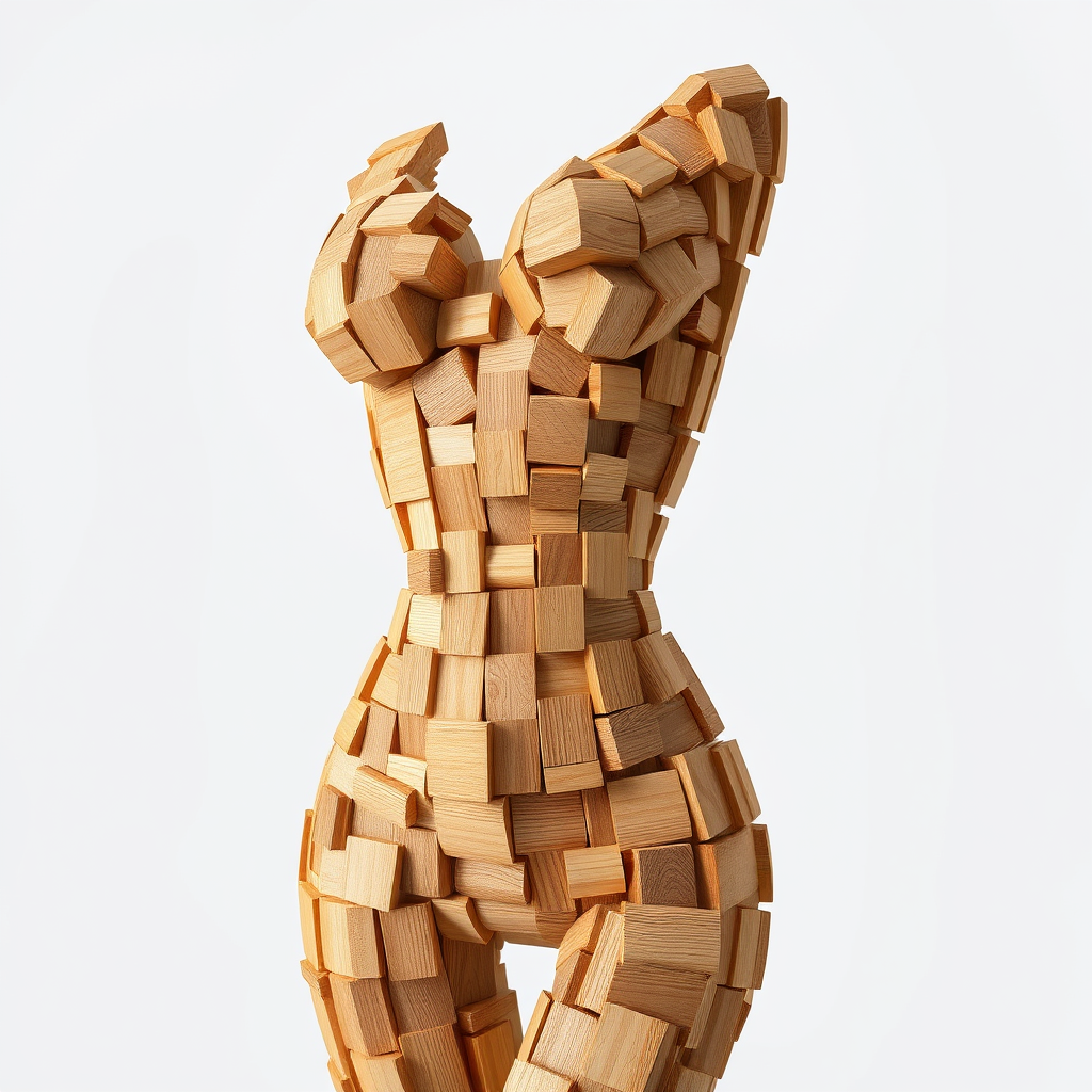 Wooden cubes women body form - (Free, No Signup AI Tool)